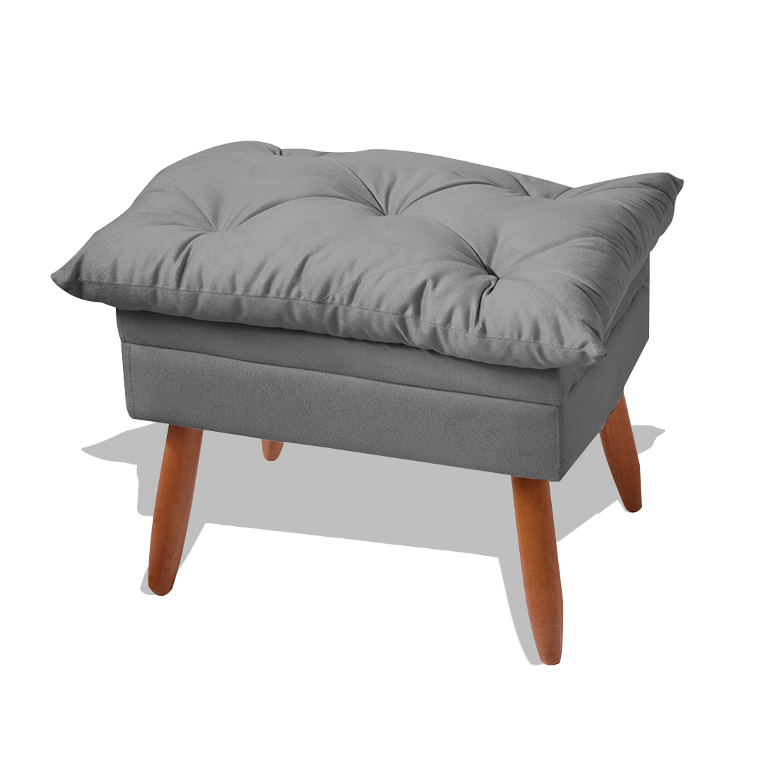 Puff Banqueta Emily Fibra Silicone Suede Cinza | MadeiraMadeira