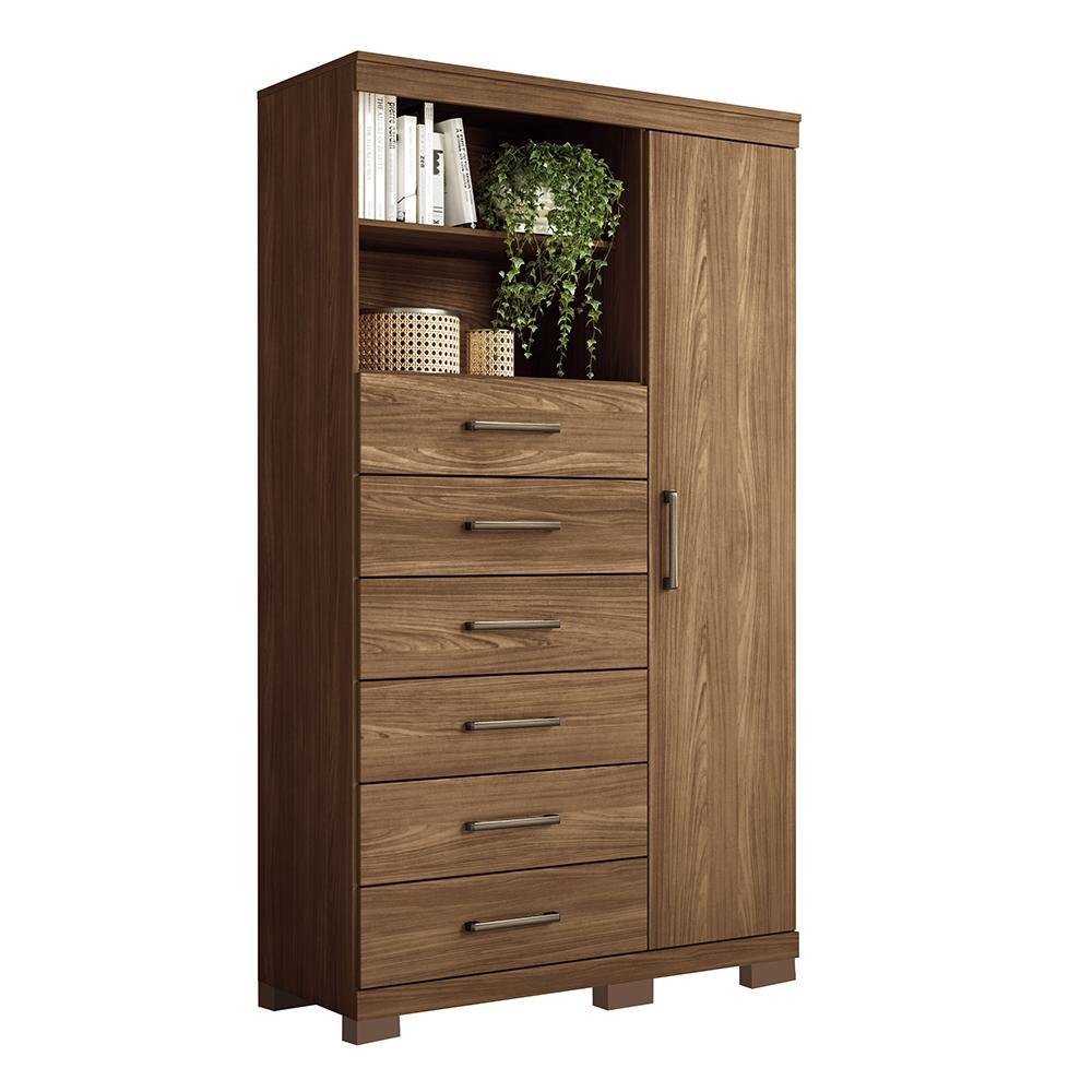 Multi-cômoda Marabá 1.6 1 Porta e 6 Gavetas Jatobá com Pés - Santos Andirá | MadeiraMadeira