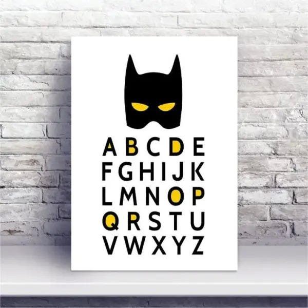 Placa MDF Batman Alfabeto Abc | MadeiraMadeira