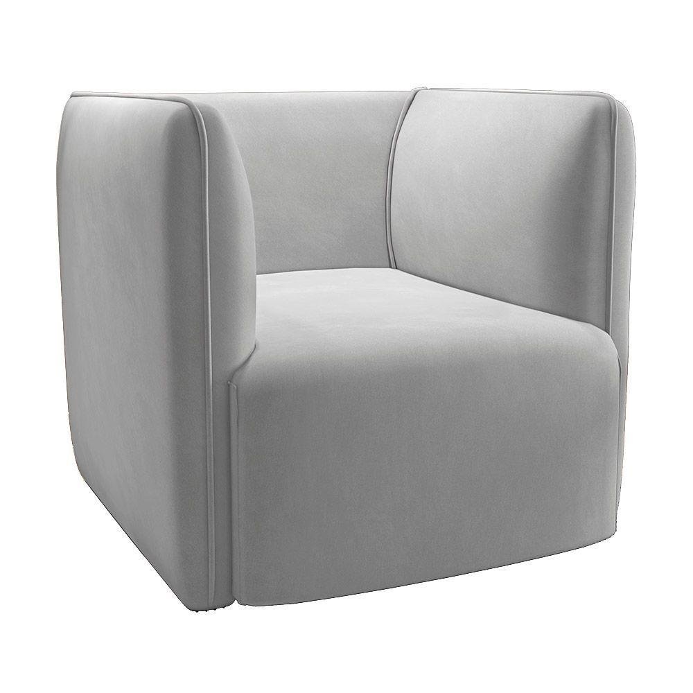 Poltrona Laguna Veludo Cinza Pés Plástico Preto - D'rossi | MadeiraMadeira