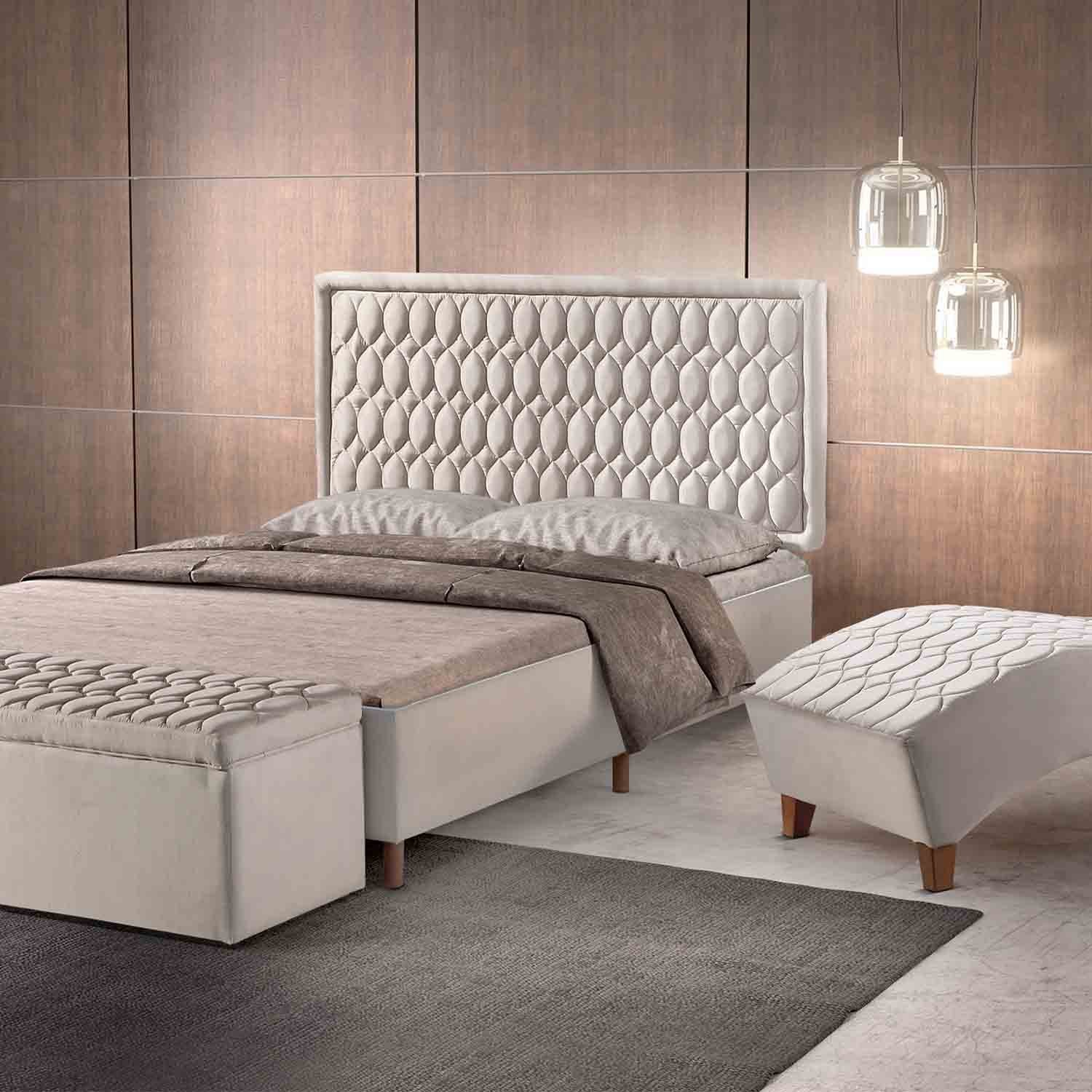 Painel Cabeceira Suspenso Para Cama Box King Diva - Velutto Nude | MadeiraMadeira