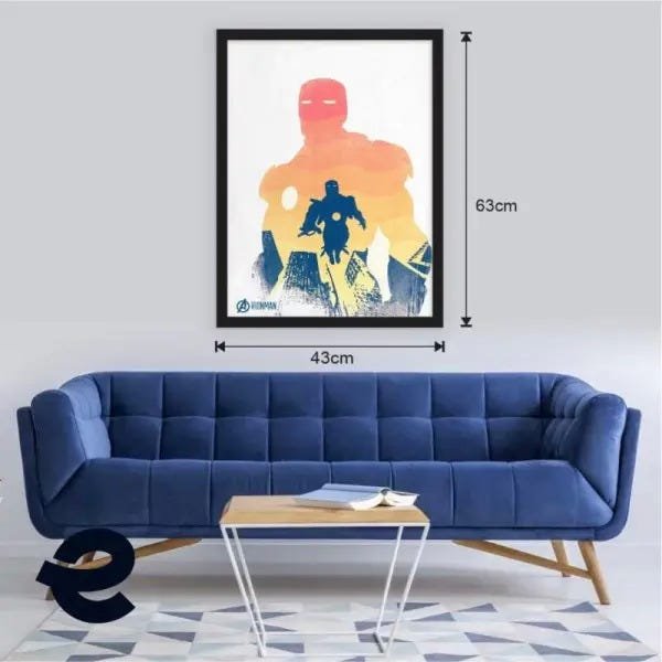 Iron Man Homem de Ferro Super Herói Retrô Vintage Quadro | MadeiraMadeira
