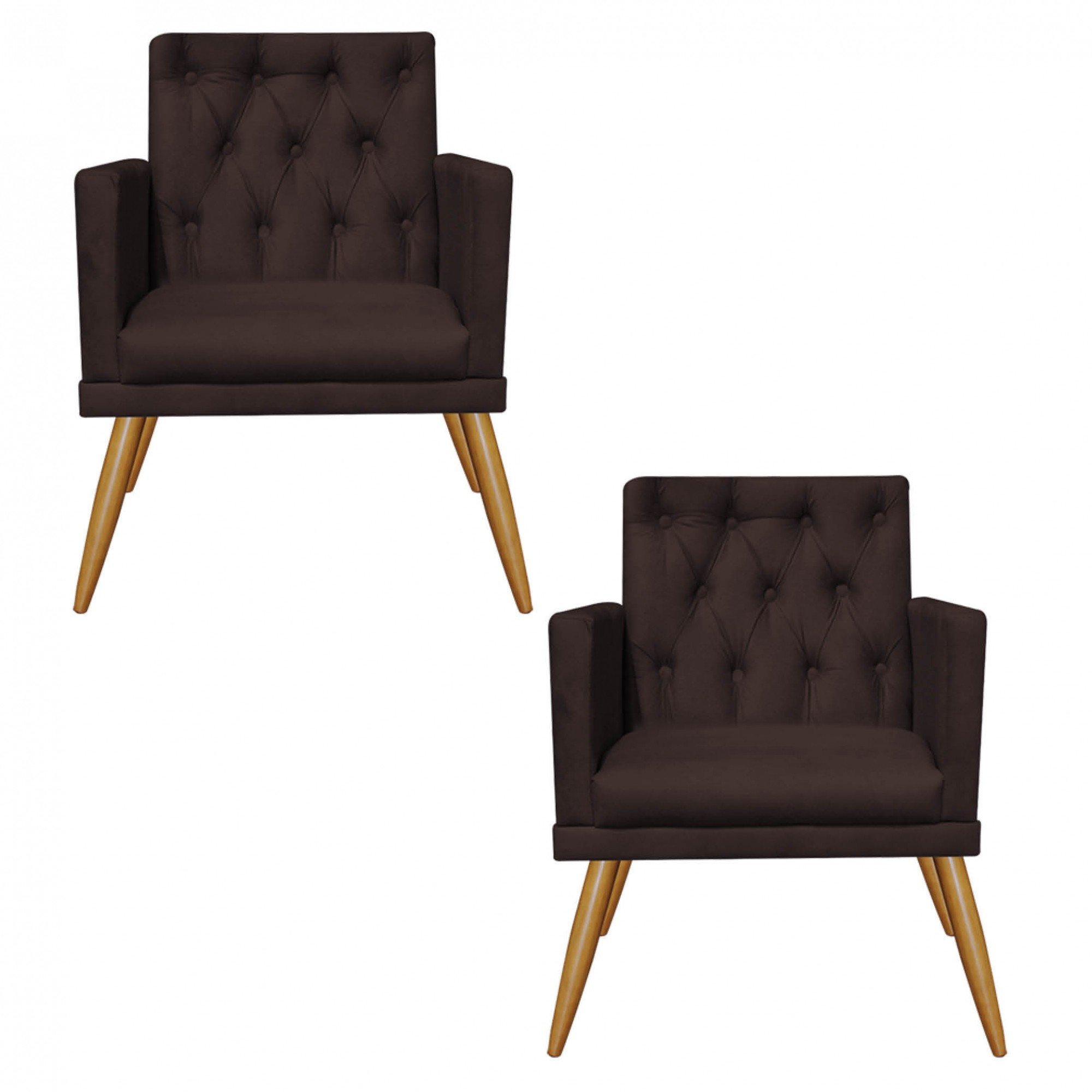 Kit 02 Poltronas Maria Capitonê Sala de Estar Recepção Tecido Sintético ...