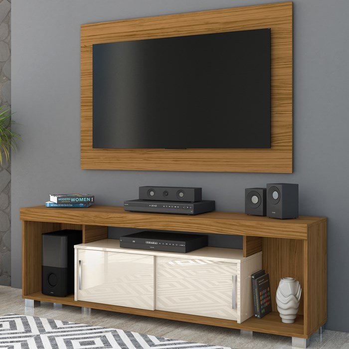 Painel E Rack Para TV 65 Polegadas 7041 Naturale Off White Madetec ...