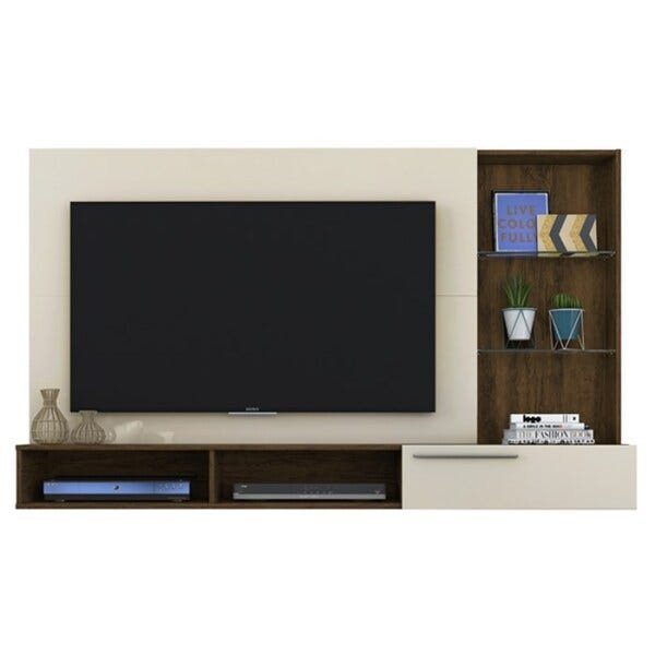 Painel Bancada Suspensa para TV até 55 Polegadas Ayla Off White Savana ...