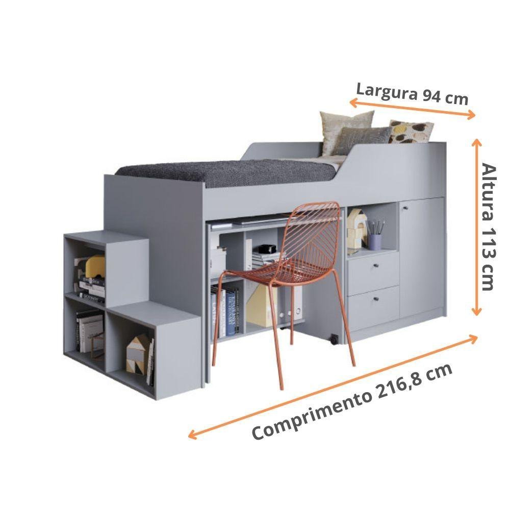 Cama Multifuncional Solteiro 100% Mdf 2 Gavetas 1 Porta 4 Nichos ...
