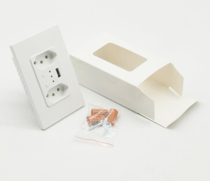 Tomada de Parede Inteligente 2 Tomadas 1 Usb Alexa Google | MadeiraMadeira