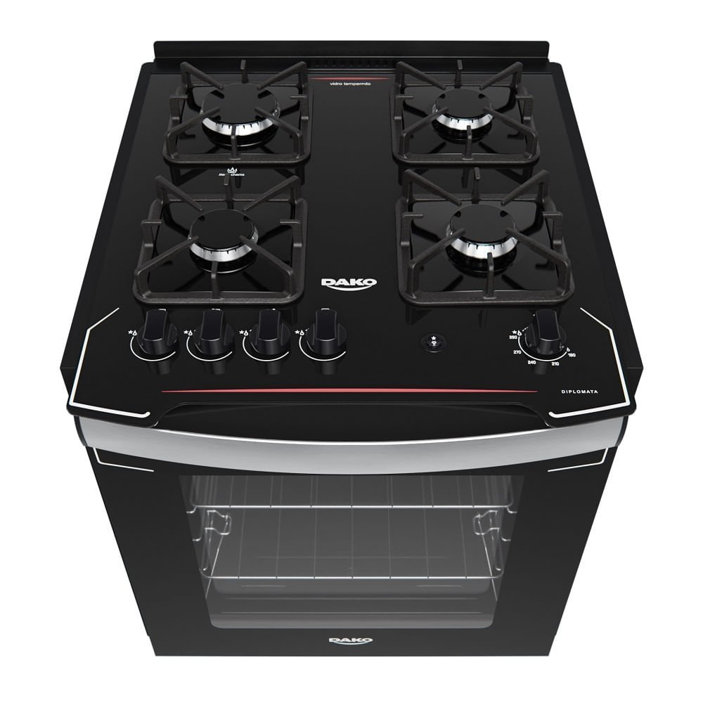 Fogão de Embutir Dako 4 Bocas Diplomata Preto - Bivolt | MadeiraMadeira