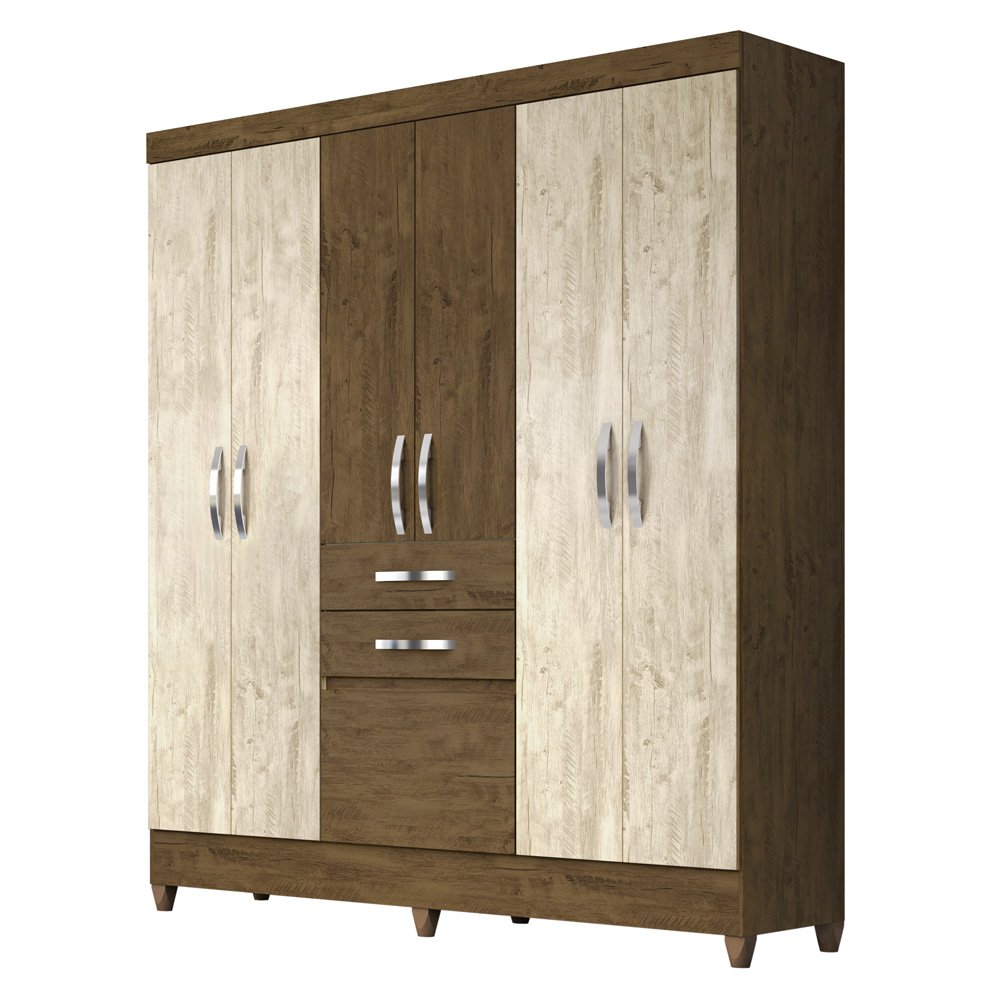 Guarda Roupas de Casal 7 Portas 2 Gavetas New Mafra Moval:Castanho ...