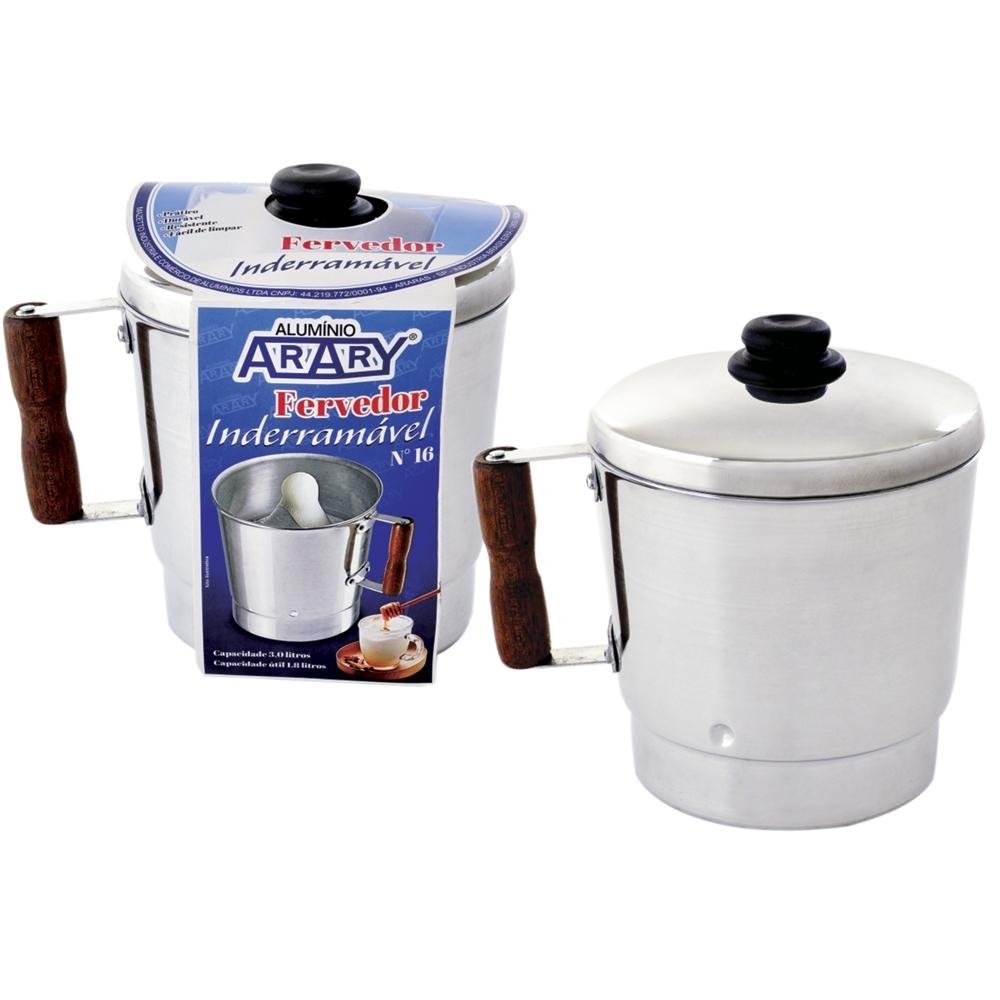 Fervedor de Leite em Alumínio Polido e Cabo de Madeira n.º 18 Arary ...