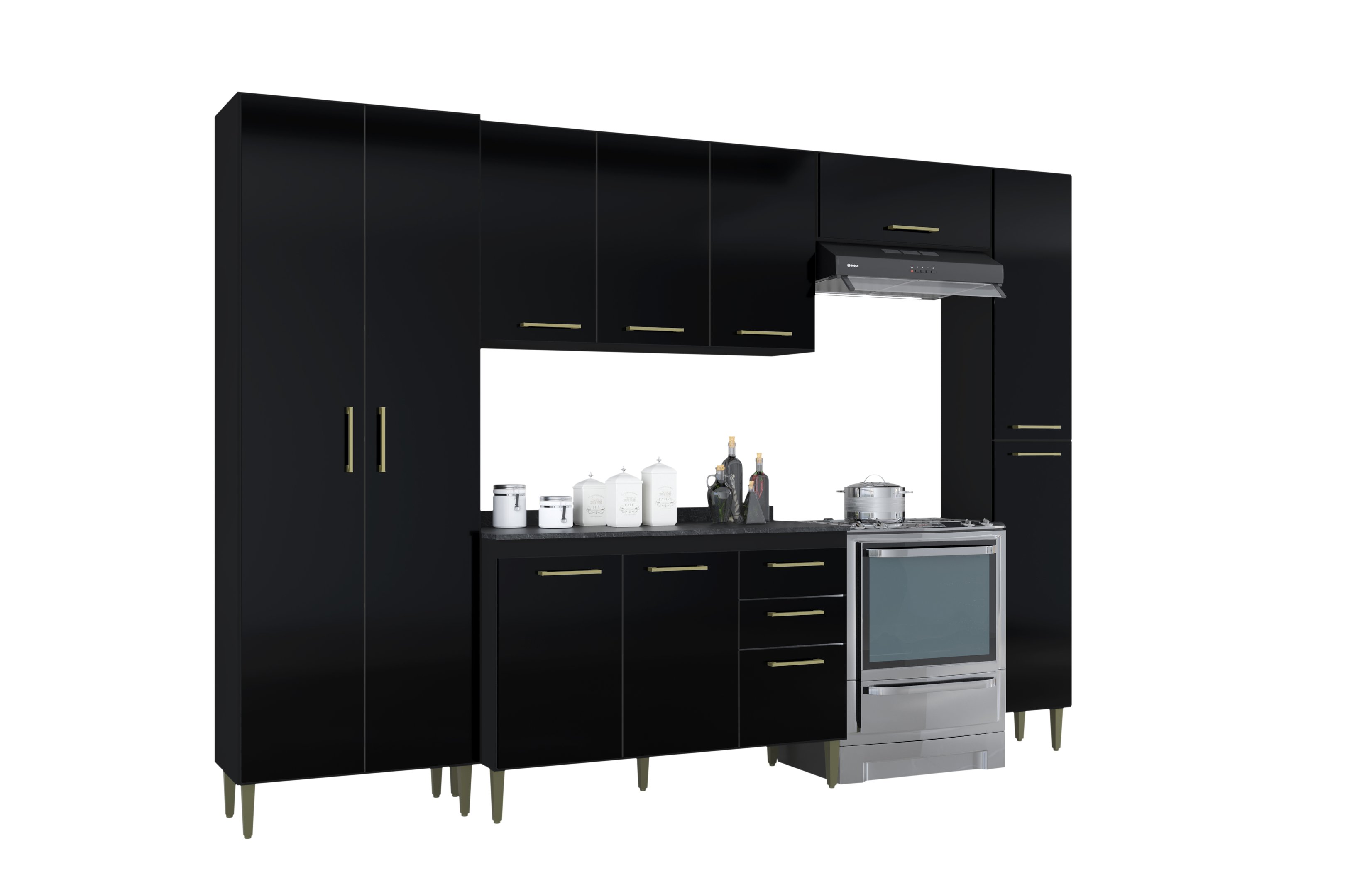 Cozinha Cristal Completa - Lobo Shopp:Preto | MadeiraMadeira