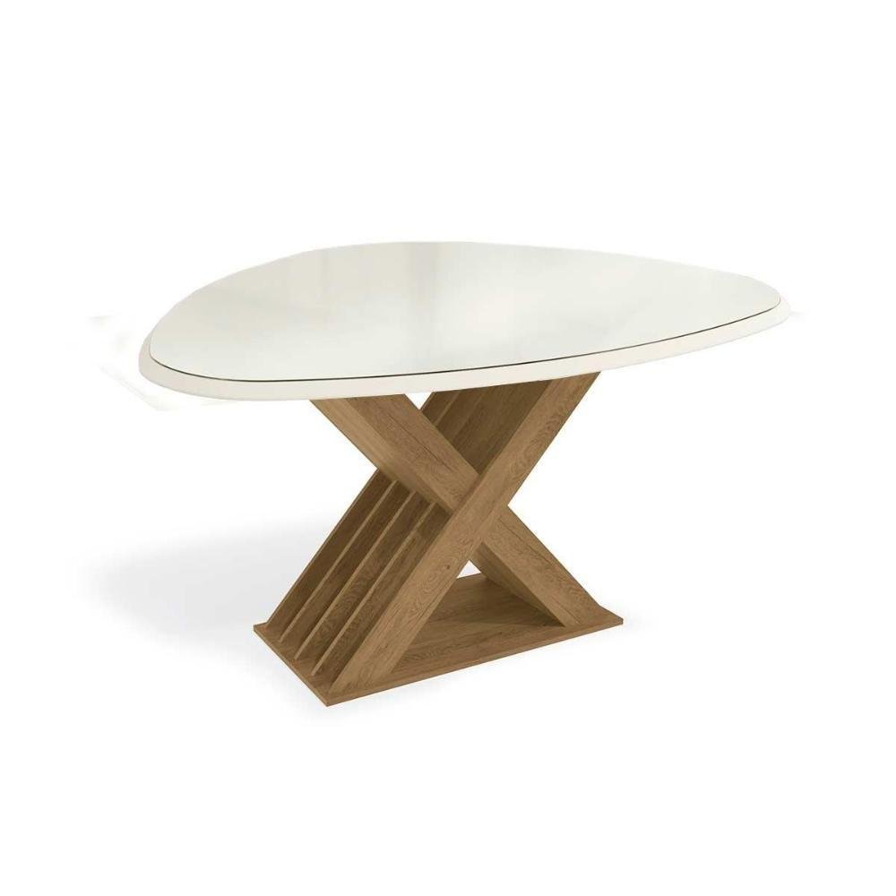Mesa de Sala Jantar Graviola + Tampo com Vidro 135x105cm Freijó Off ...