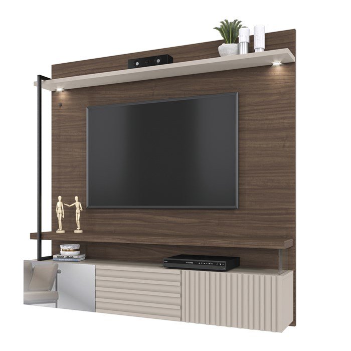 Painel Home Suspenso TV 70 Pol Atalaia Nogueira Real Off White CLB ...