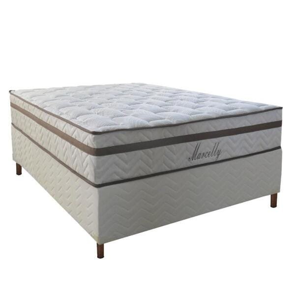 Cama Box Somier Bege + Colchão Casal Marcelly com Molas Ensacadas ...