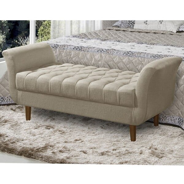 Recamier Barcelona 150cm Linho Bege Atraente Móveis | MadeiraMadeira