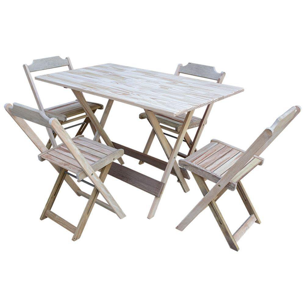 Kit 7 Jogos De Mesa Dobravel Com 4 Cadeiras De Madeira 120X70 Para Restaurante E Bar- Sem ...