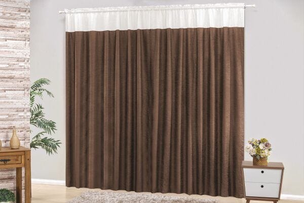 Cortina Para Sala de Jantar Luxo Moderna 3,00 X 2,50 Metros Tecido ...