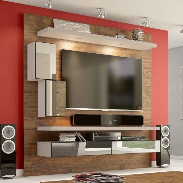 Painel Home para TV até 52 Polegadas 2 Gavetas Espelhadas 2 Nichos e ...