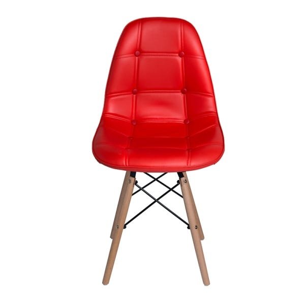 Conjunto Mesa 60cm Preta e 2 Cadeira Eames Dkr Botone Base Eiffel Madeira Vermelha | MadeiraMadeira