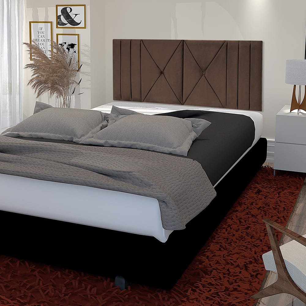Cabeceira Cama Box Suspensa Painel Queen 160x55 Tókio Marrom | MadeiraMadeira