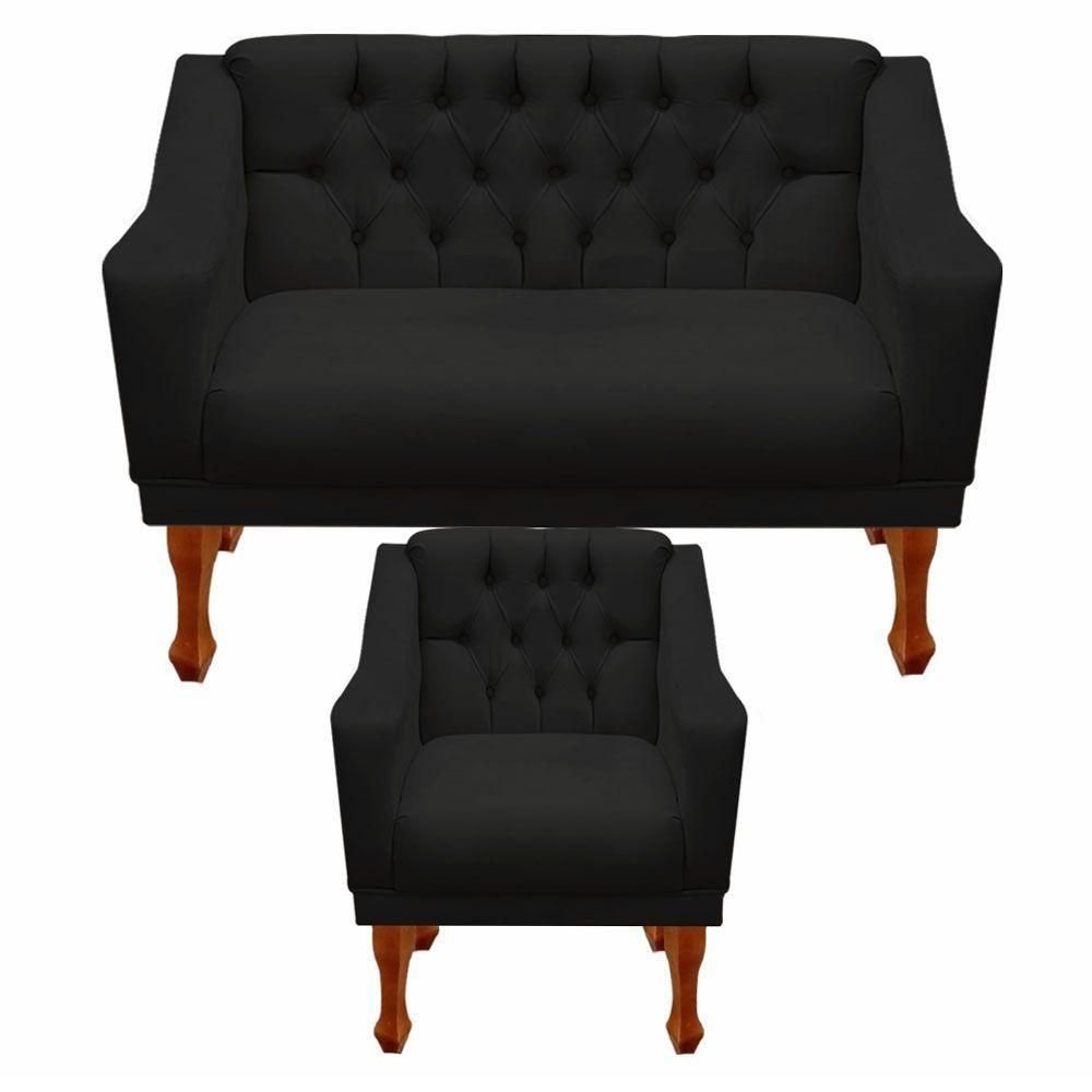 Kit Namoradeira + 1 Poltrona Decorativa Grécia Dritex Suede Preto ...
