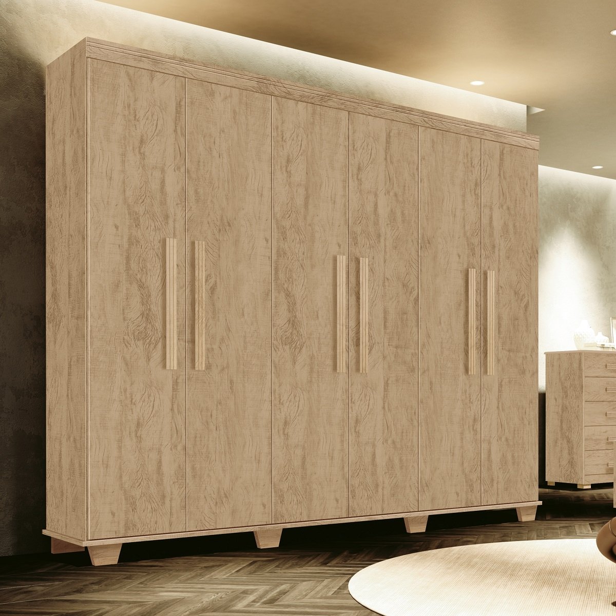 Roupeiro Casal 6 portas 4 gavetas 100% MDF Havaí Teka Fenix ...