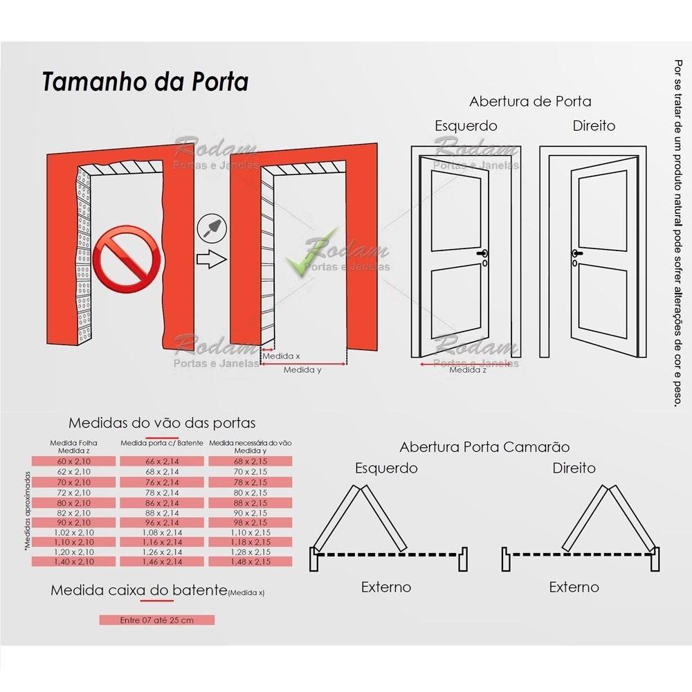 Porta de Madeira Lisa Mescla Direito Batente 9 210x90cm Com Fechadura ...