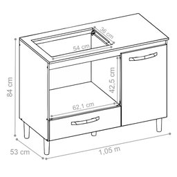 Bancada para Cooktop Kyle Branco | MadeiraMadeira