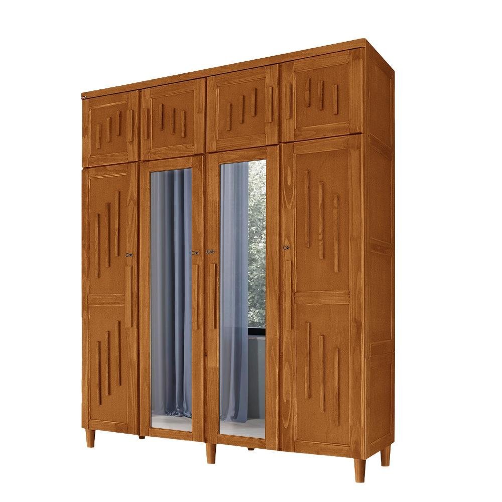 Guarda Roupa de Madeira Maciça com Espelhos, Portas e Gavetas - Imbuia ...