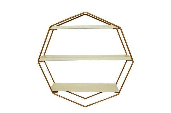 NIcho aramado decorativo octógono reto dourado | MadeiraMadeira