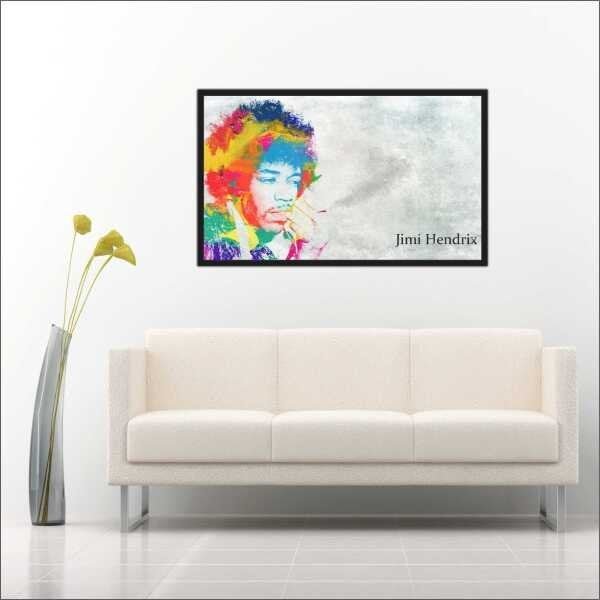 Quadro Bandas Jimi Hendrix Guitarra om Moldura TT01 | MadeiraMadeira