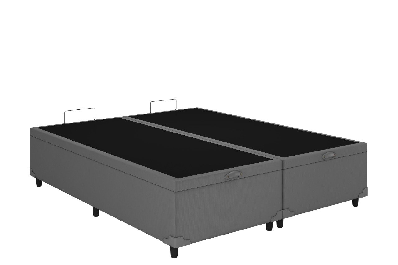 Base Box Baú Queen Bipartido Hiperfort 158x198x42 Linhão Cinza | MadeiraMadeira
