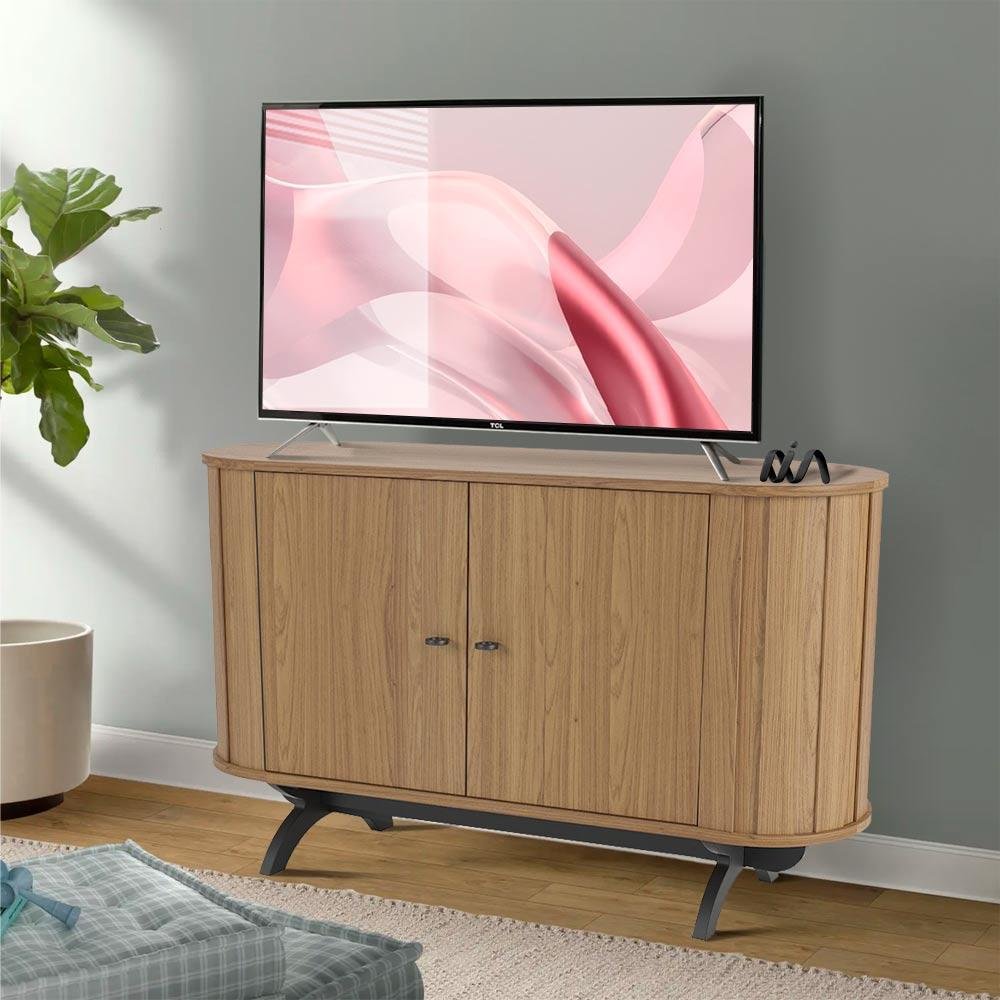 Rack Para TV Até 43 Polegadas 2 Portas Curvo TB289 Freijó Preto Fosco ...