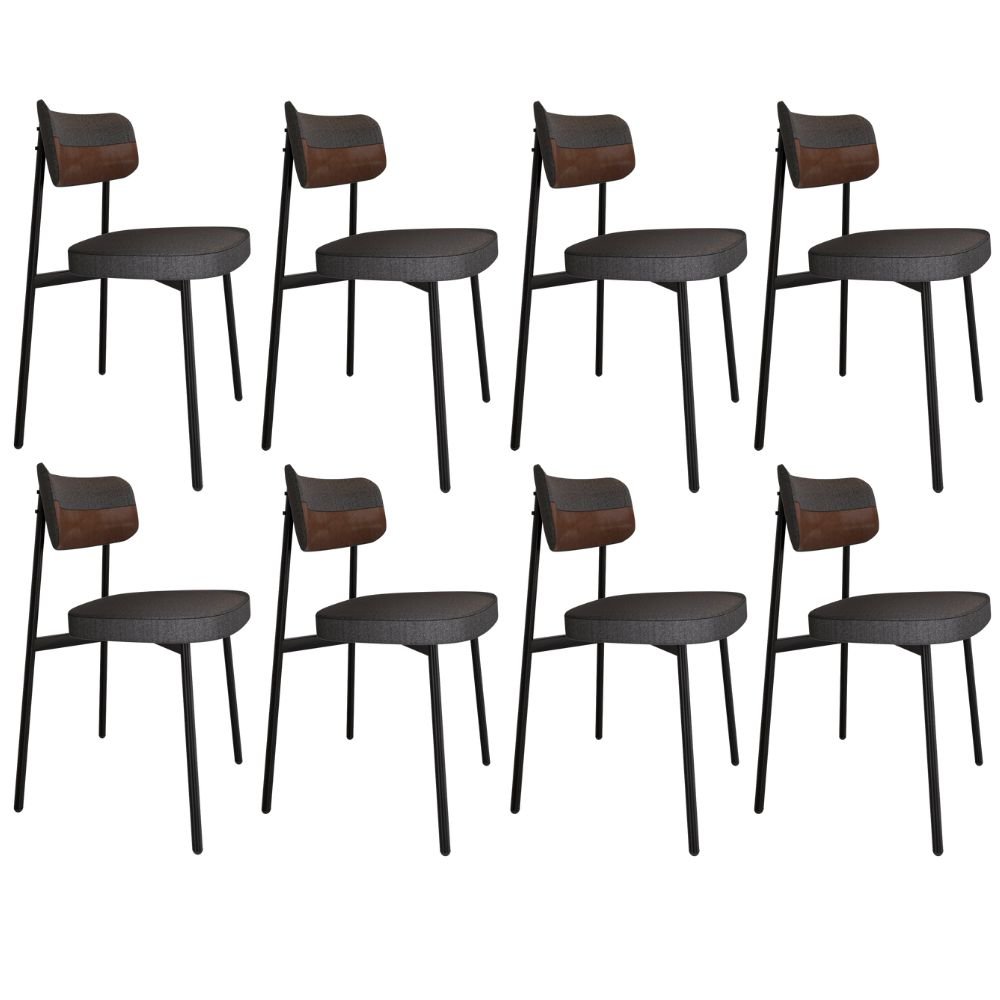 Kit 08 Cadeiras Estofada para Sala de Jantar Astrid Preto C01 Linho ...