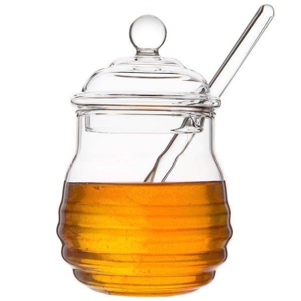 Meleira Pote de Mel Vidro Transparente com Tampa 300ml | MadeiraMadeira