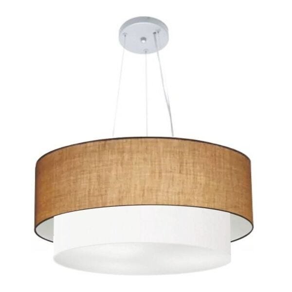 Lustre Pendente Duplo Cilíndrico Vivare Md-4371 Cúpula em Tecido ...