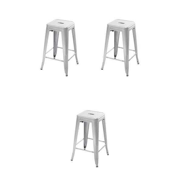 KIT 3 BANQUETAS TOLIX 76CM CINZA | MadeiraMadeira