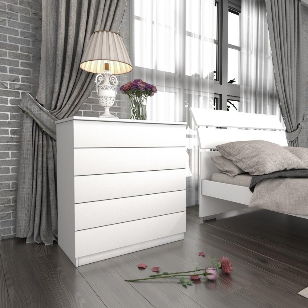 Gaveteiro Cômoda Mesa De Cabeceira 5 Gavetas Em Mdf Neve | MadeiraMadeira