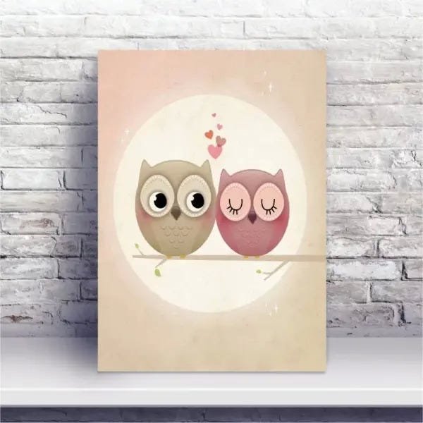 Placa MDF casal corujas | MadeiraMadeira