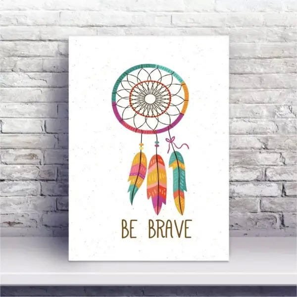 Placa MDF boho be brave quadrinho | MadeiraMadeira