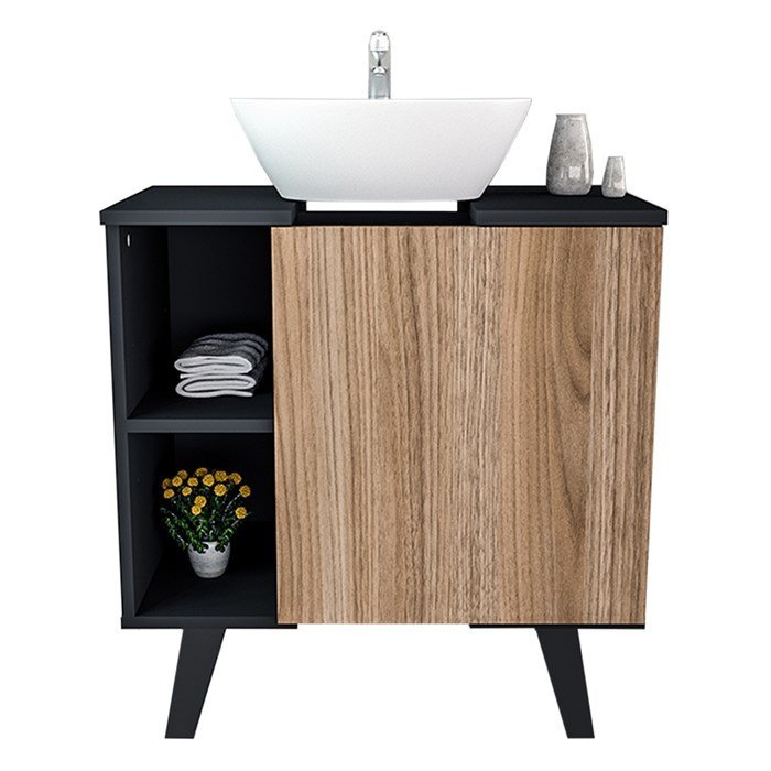 Gabinete Para Banheiro BAC5000 Preto Castanho APT | MadeiraMadeira