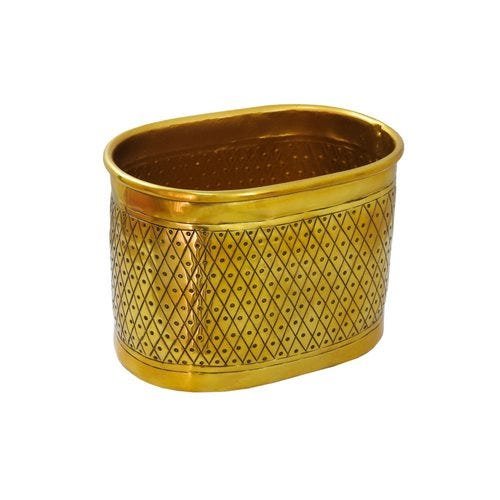 Cachepot Oval de Alumínio Dourado M | MadeiraMadeira