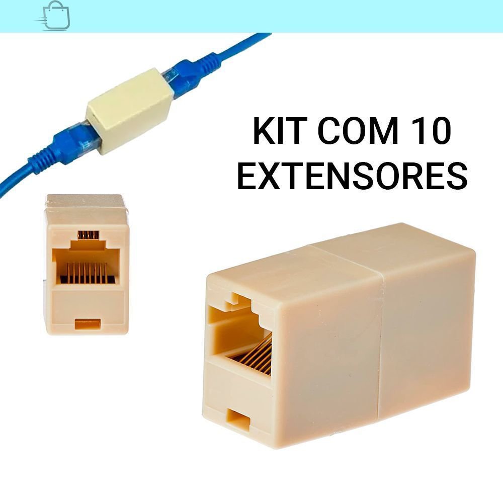 Kit com 10 Extensores de Cabo de Rede RJ45 | MadeiraMadeira