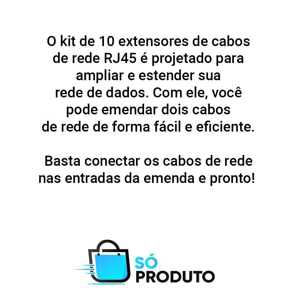 Kit com 10 Extensores de Cabo de Rede RJ45 | MadeiraMadeira