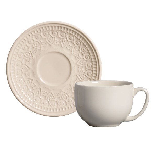 CONJUNTO DE XÍCARA DE CHÁ AGRA CRU 6PCS PORTO BRASIL | MadeiraMadeira