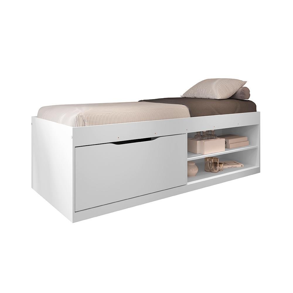 Cama Multifuncional Solteiro Com Sapateira Embutida Branco Framar ...