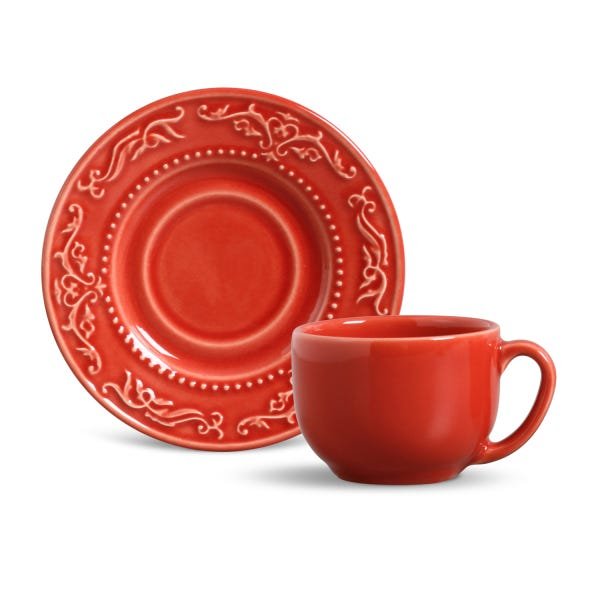 CONJUNTO XÍCARAS CHA ACANTHUS VERMELHO 6PCS PORTO BRASIL | MadeiraMadeira