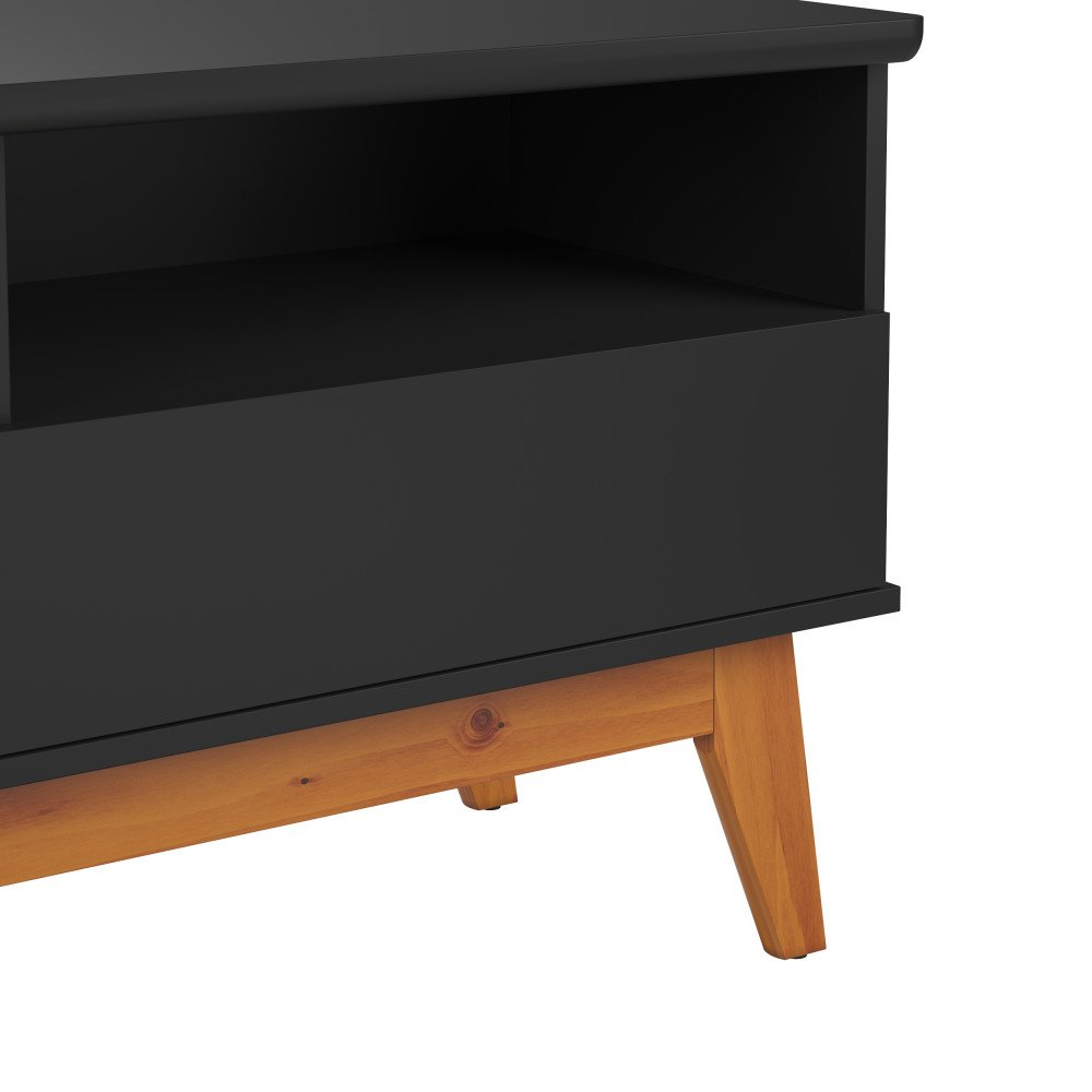 Rack Wall 1,80 com Base em Madeira Maciça N&E Loja Preto | MadeiraMadeira