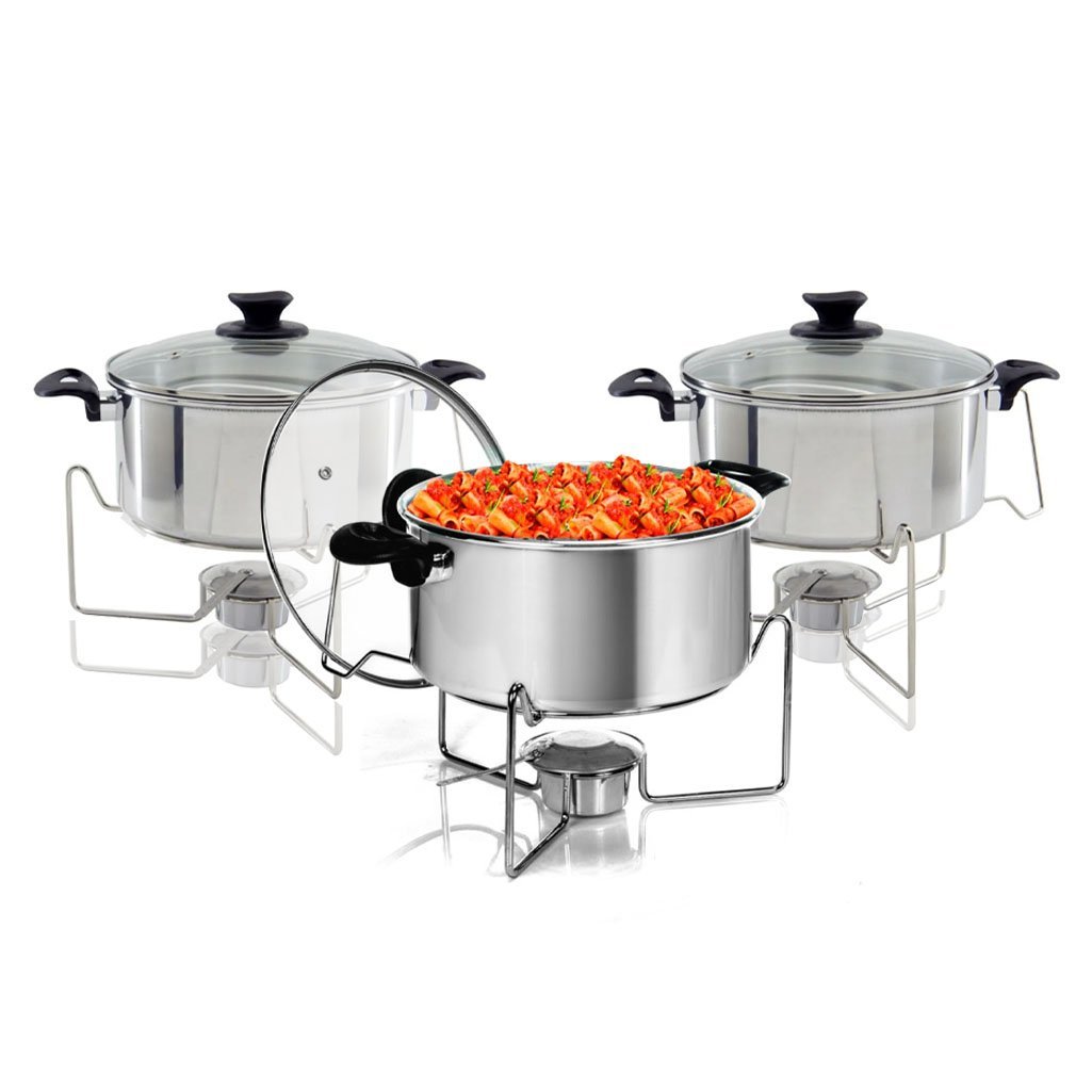 Conjunto 3 Rechaud Fundo Polido Em Alumínio Para Buffet Com Suporte ...