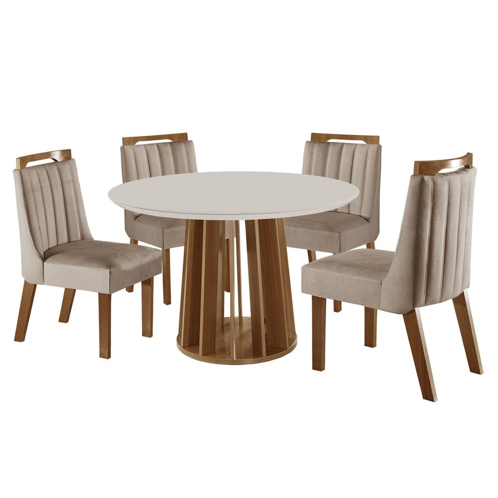 Conjunto Sala de Jantar Mesa Dália 4 Cadeiras Lottus Tampo MDF/Vidro ...